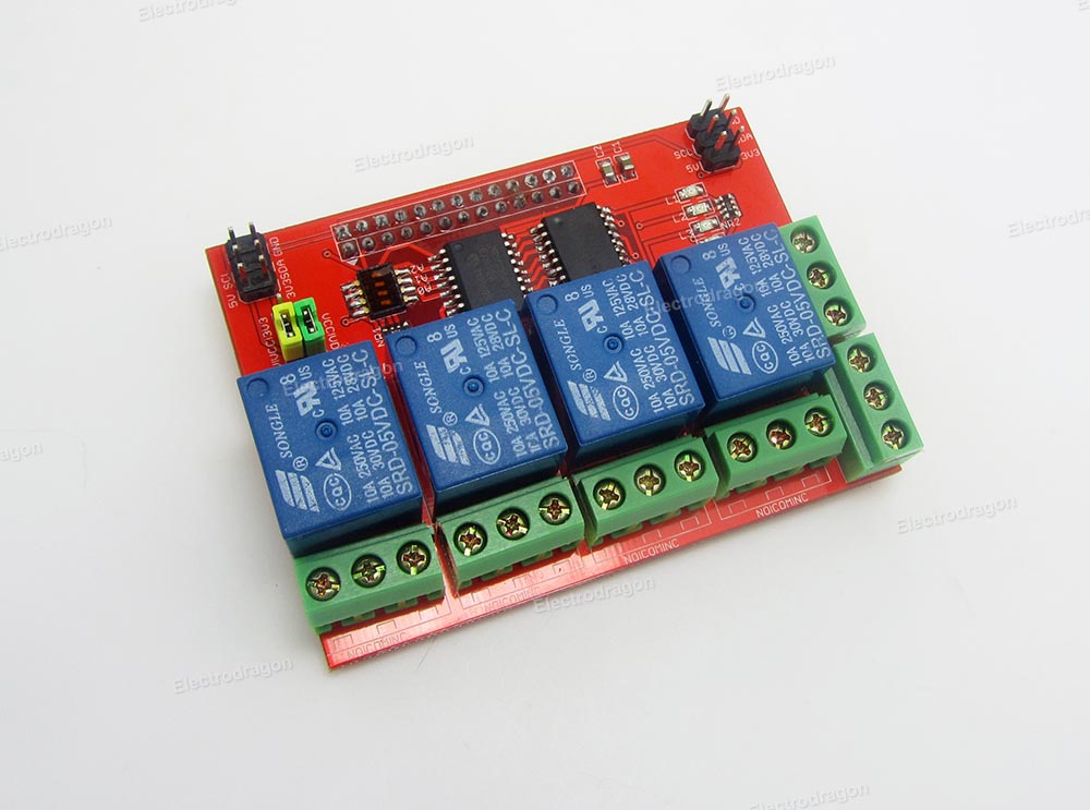 Raspberry Pi GPIO Expander + Relay Drive Shield - ElectroDragon