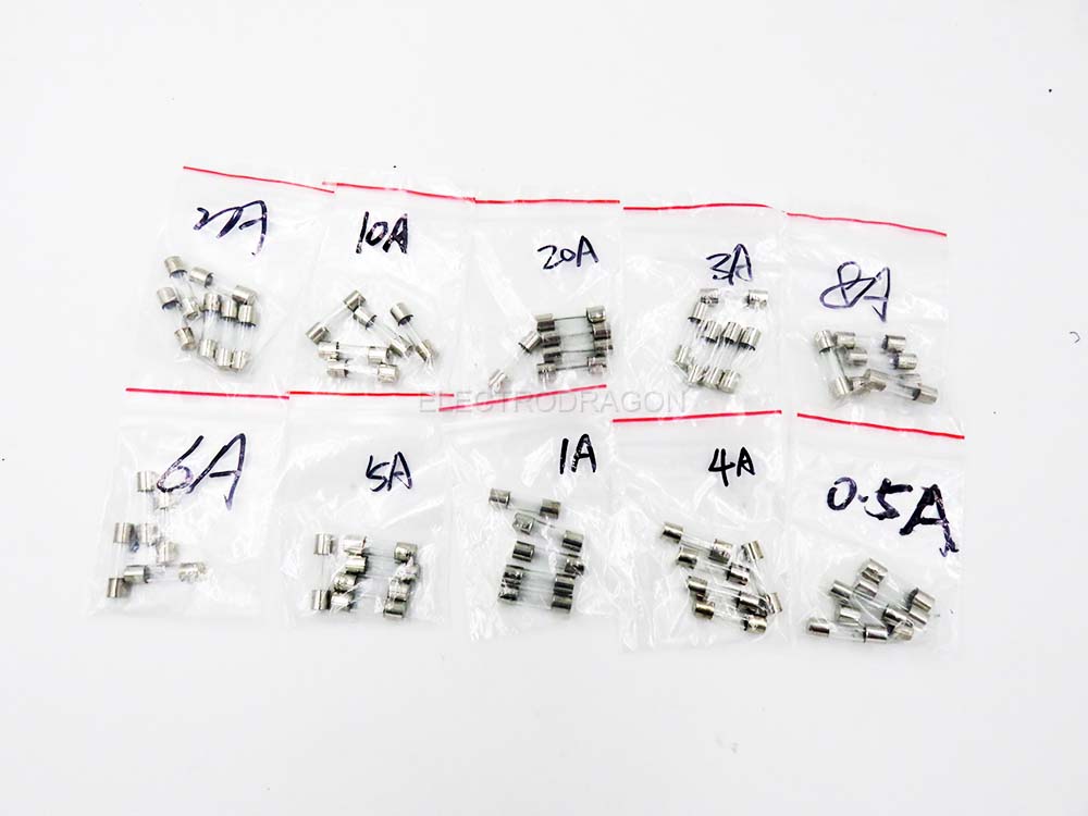 Common Type Fuse Kit, 250V 0.5A-20A (10Kinds*5PCs) - ElectroDragon