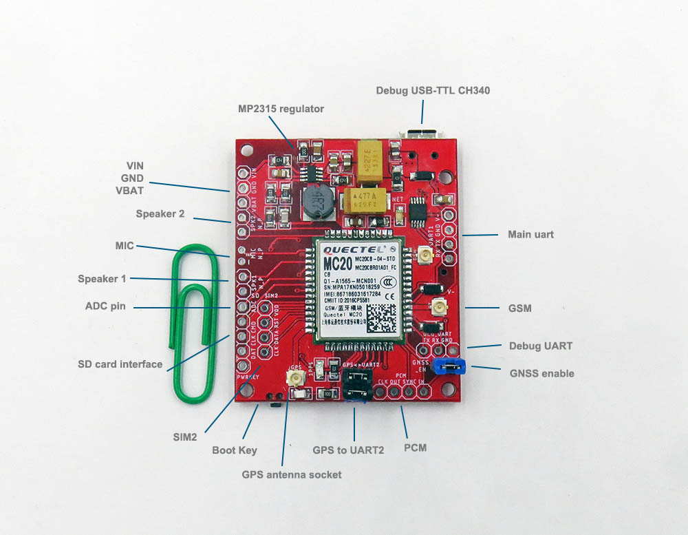 ED20 GSM GPRS GNSS LBS BT3.0 Tracker Board R3, Quectel MC20 IoT ...