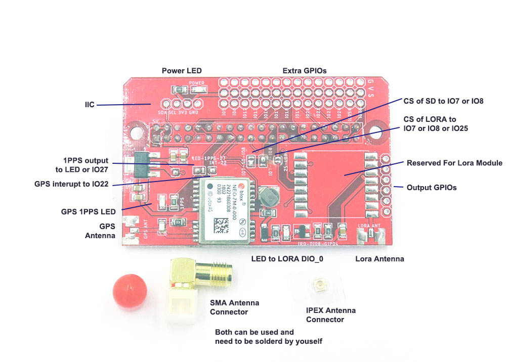 Gps Sd Rf Lora Shield For Raspberry Pi R2 Wo Lora Module Electrodragon