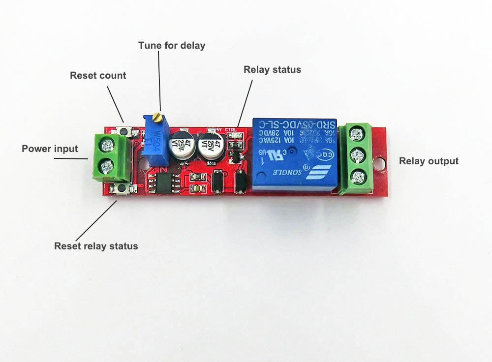 Intermittent Delay Start Relay Board, NE555 - ElectroDragon